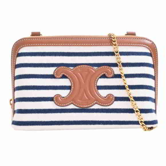 Celine | Bags | Celine Canvas Triomphe Border Pattern Chain Shoulder ...